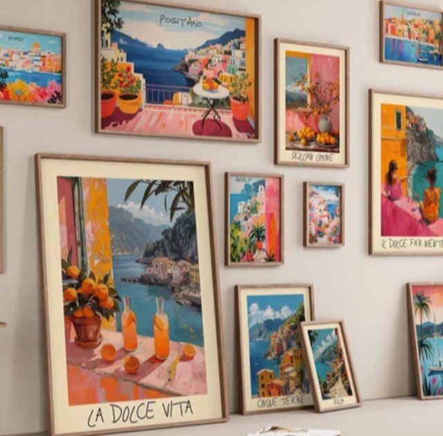 Set Of 40 Italian Travel Posters Wall Art - Studentessa Matta